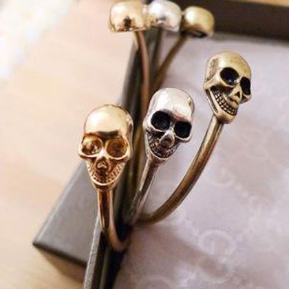 [gh10006]multiple Color Standout Twin Skull Cuff Bangle Bracelet on Luulla