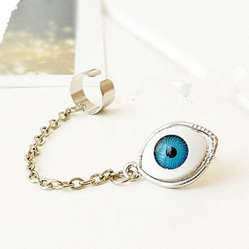 [gh10036] Silver/gold Tone Chain Eye Clip On Stud Earring on Luulla
