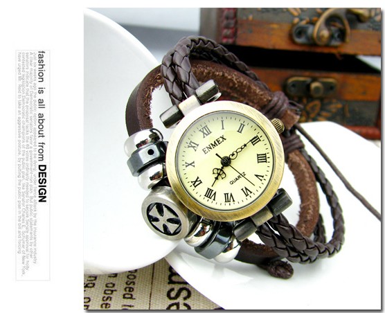 Retro Vintage Hand Rope Cross Mutiple Leather Watch on Luulla
