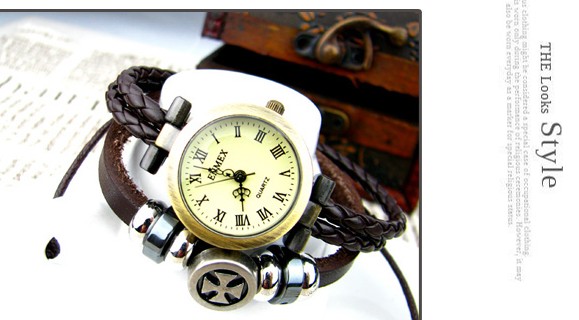 Retro Vintage Hand Rope Cross Mutiple Leather Watch on Luulla
