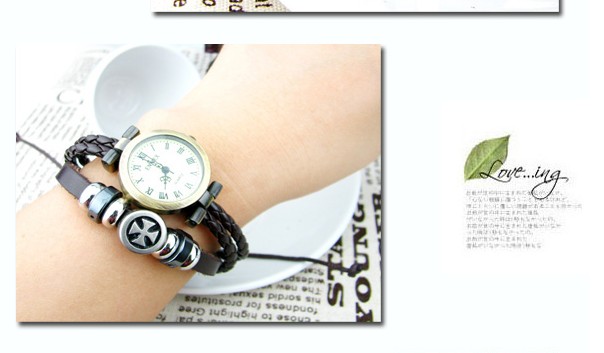 Retro Vintage Hand Rope Cross Mutiple Leather Watch on Luulla