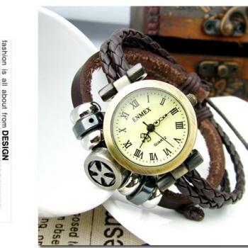 Retro Vintage Hand Rope Cross Mutiple Leather Watch on Luulla